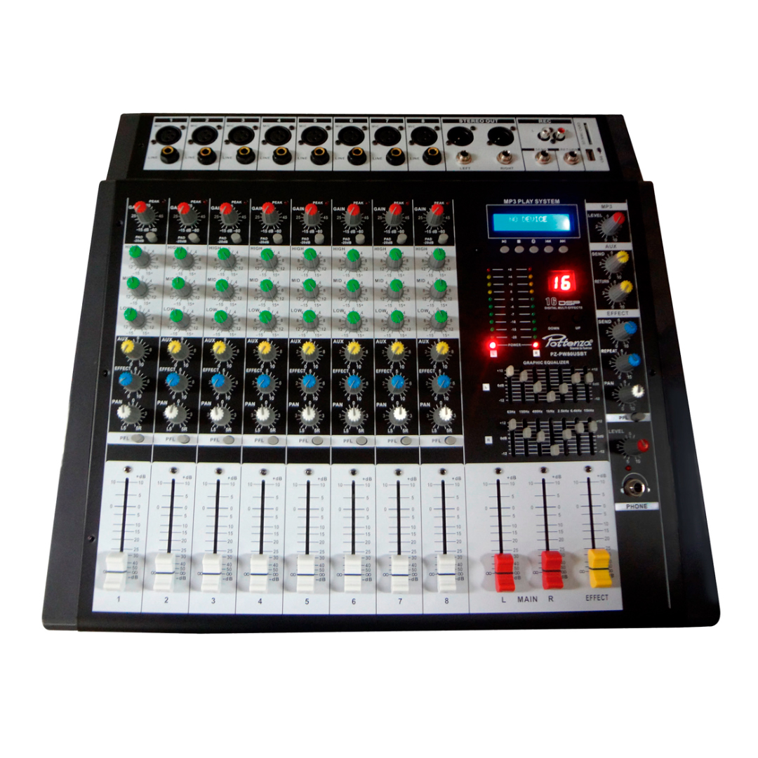 PZ-PW80USBT CONSOLA DE AUDIO AMPLIFICADA 8 CANALES CON USB, DOBLE ...